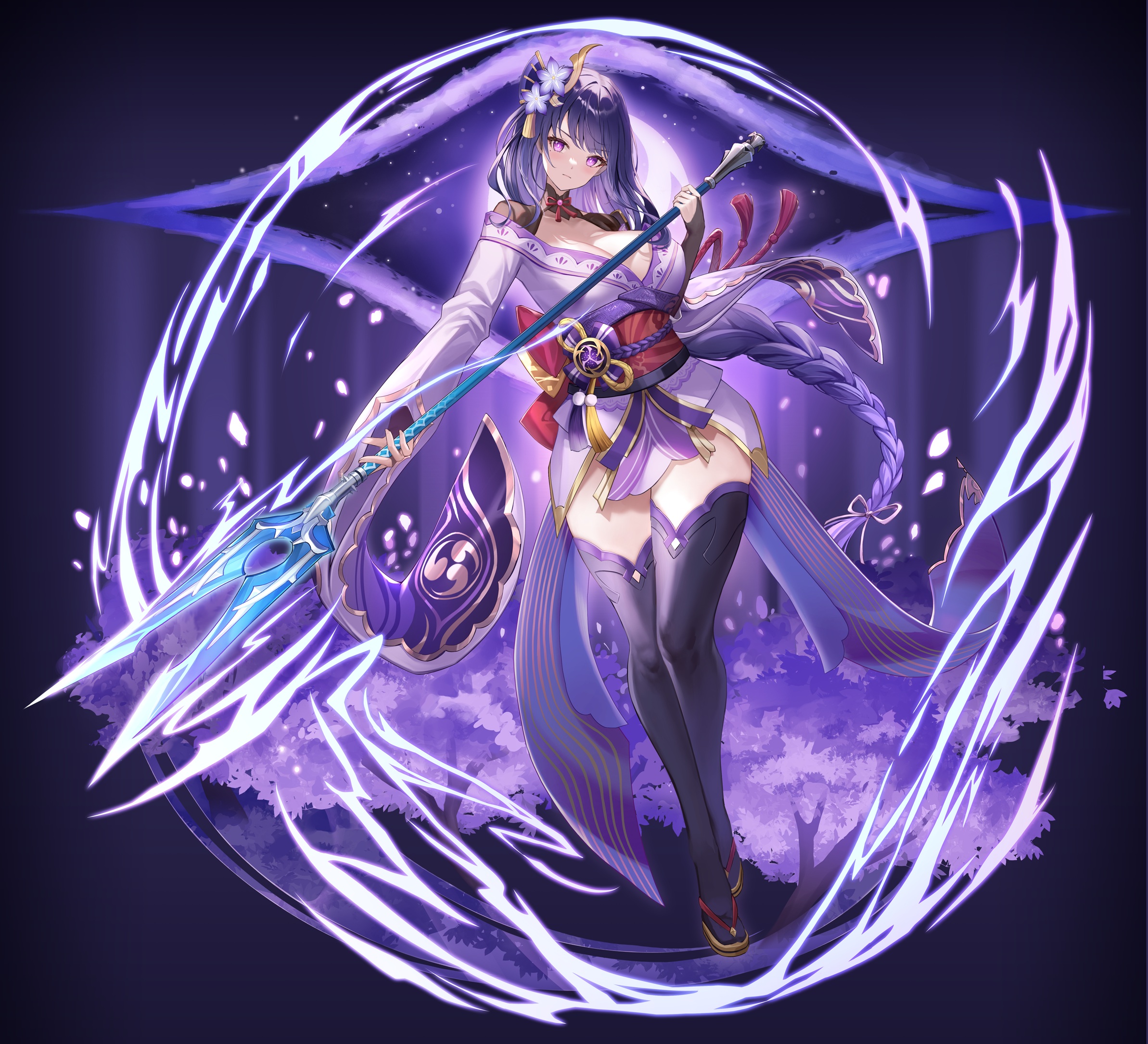 Lunacle Genshin Impact Raiden Shogun Japanese Clothes No Bra Open Shirt
